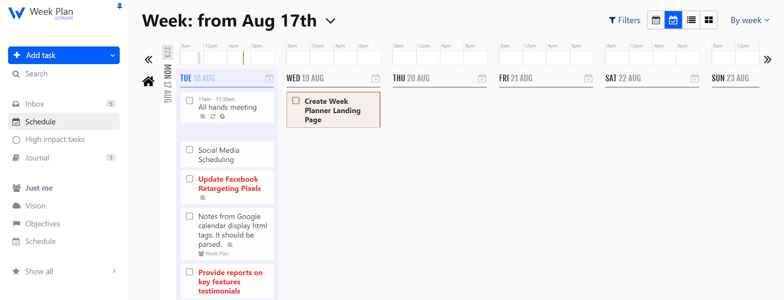 Online Time Planner App - Innovative Features & Benefits | Week Plan