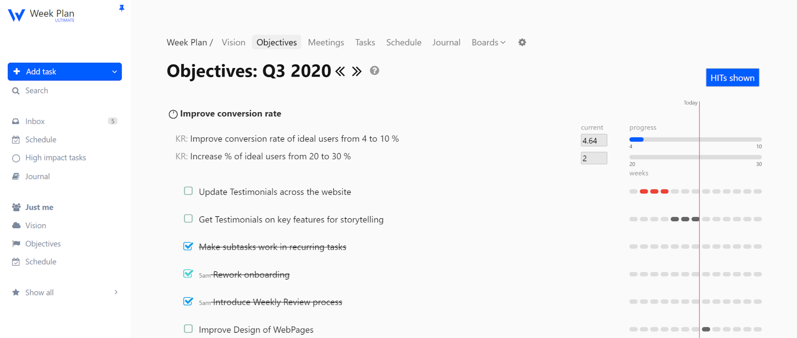 An Efficient Goal Planner App for the Go-Getters | Week Plan